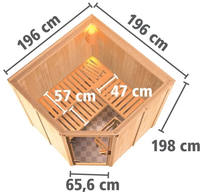 Interiérová finská sauna 196 x 196 cm Dekorhome