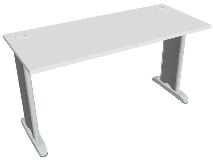 Stůl pracovní rovný 140 cm hl. 60 cm - Hobis Flex FE 1400 Dekor stolové desky: bílá, Barva nohou: Stříbrná