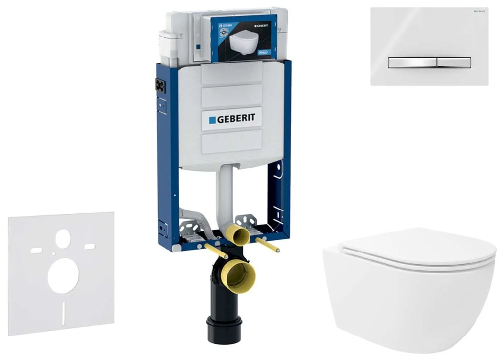 Geberit Kombifix - Set předstěnové instalace, klozetu Oudee Vortex a sedátka softclose, tlačítko Sigma50, chrom/alpská bílá SANI15CA3189