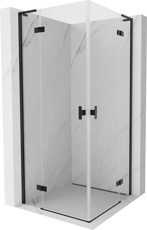 Mexen Mist-H L Duo, 2-křídlý ​​sprchový kout 100 x 100 cm, čiré sklo, černý profil, 8A5L-100L-100P-70-00
