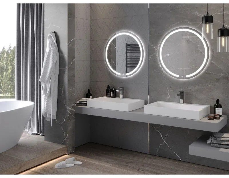 Mexen Rose, LED koupelnové zrcadlo s podsvícením 70x70 cm, 6000K, ochrana proti zamlžování, 9810-070-070-611-00