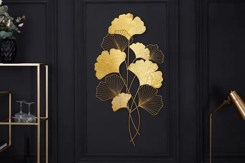 Noble Home Zlatá nástěnná dekorace Ginkgo 110 cm