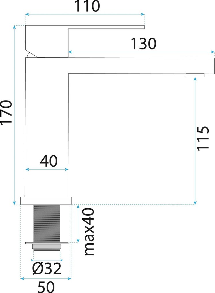 Rea Arlo, umyvadlová baterie h-170, broušená ocel, REA-B4589