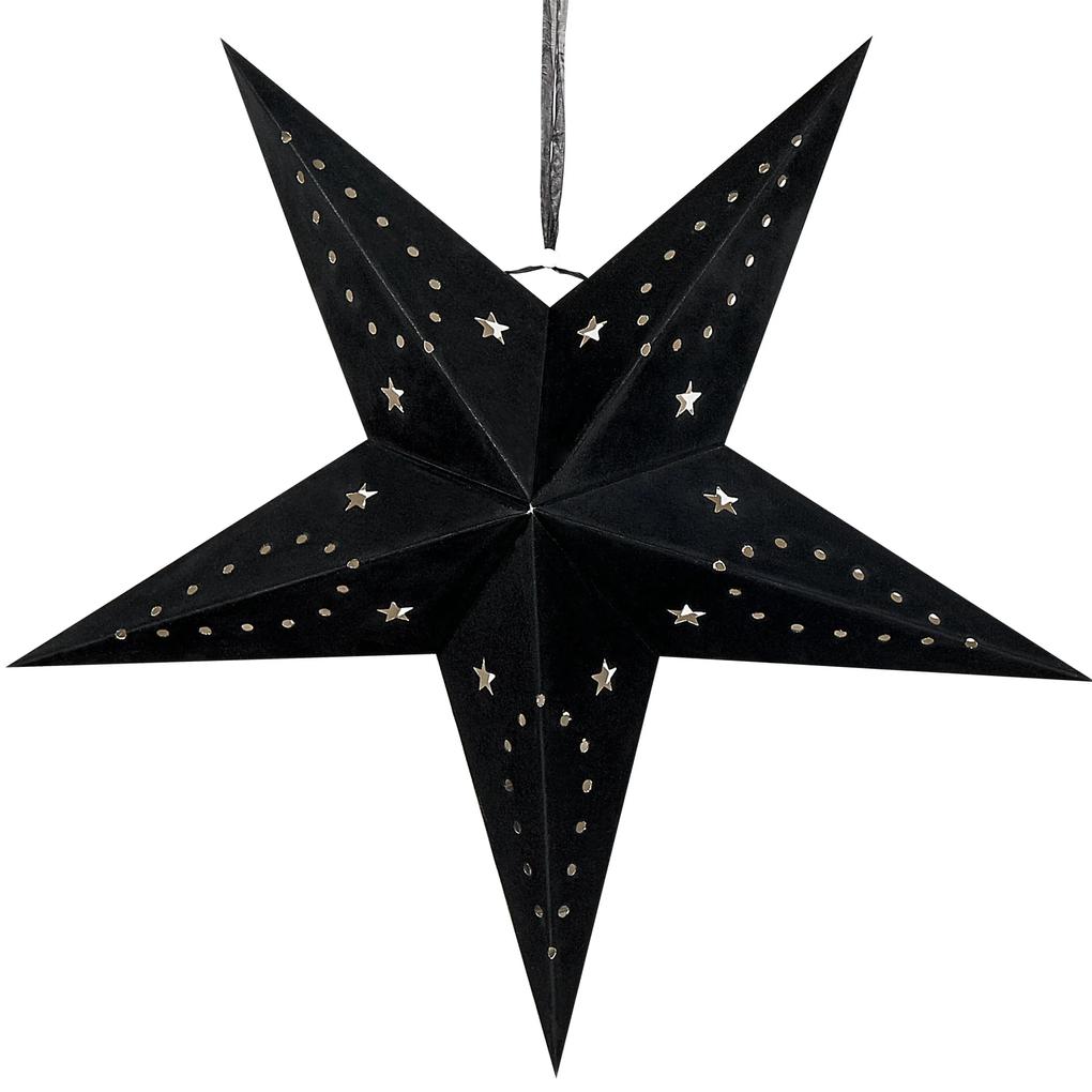 Sada 2 závěsných sametových hvězd s LED 45 cm černé MOTTI Beliani