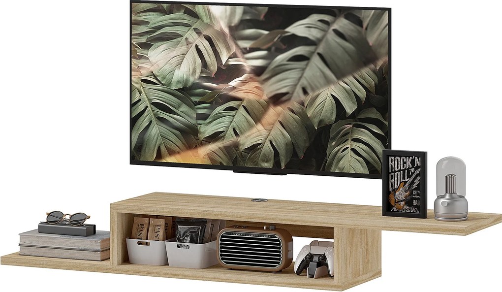 HOMCOM Floating Wall TV Stand se policí - Dub | Aosom