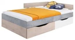 Studentská postel Omega 120x200cm-bílá/dub/beton