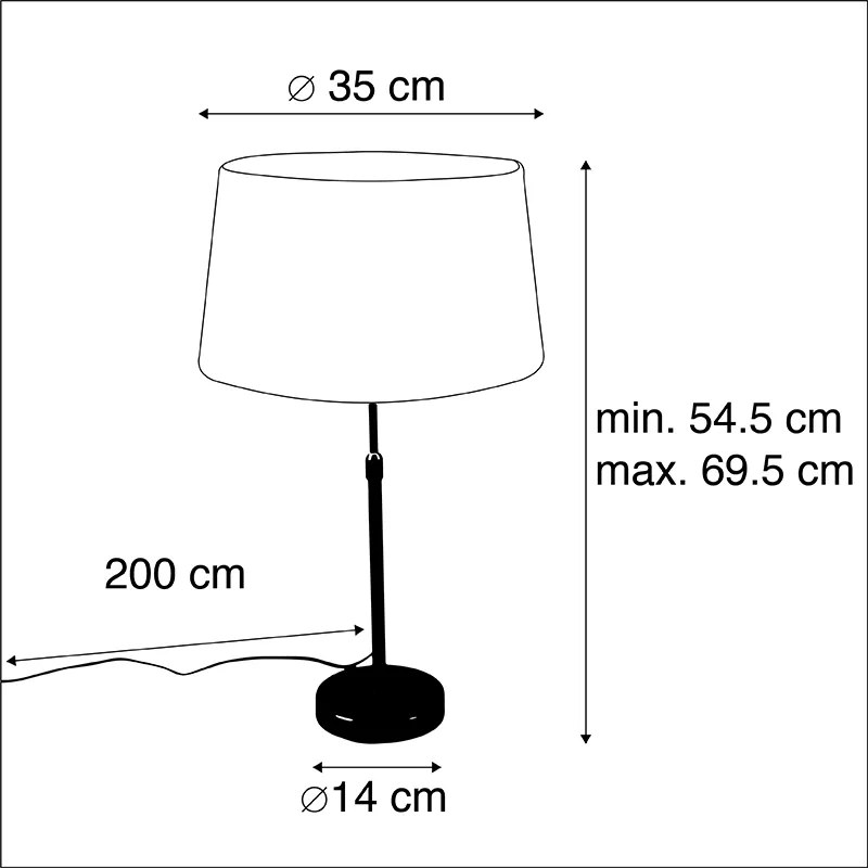 Stolní lampa černá s lněným stínítkem černým 35 cm nastavitelná - Parte