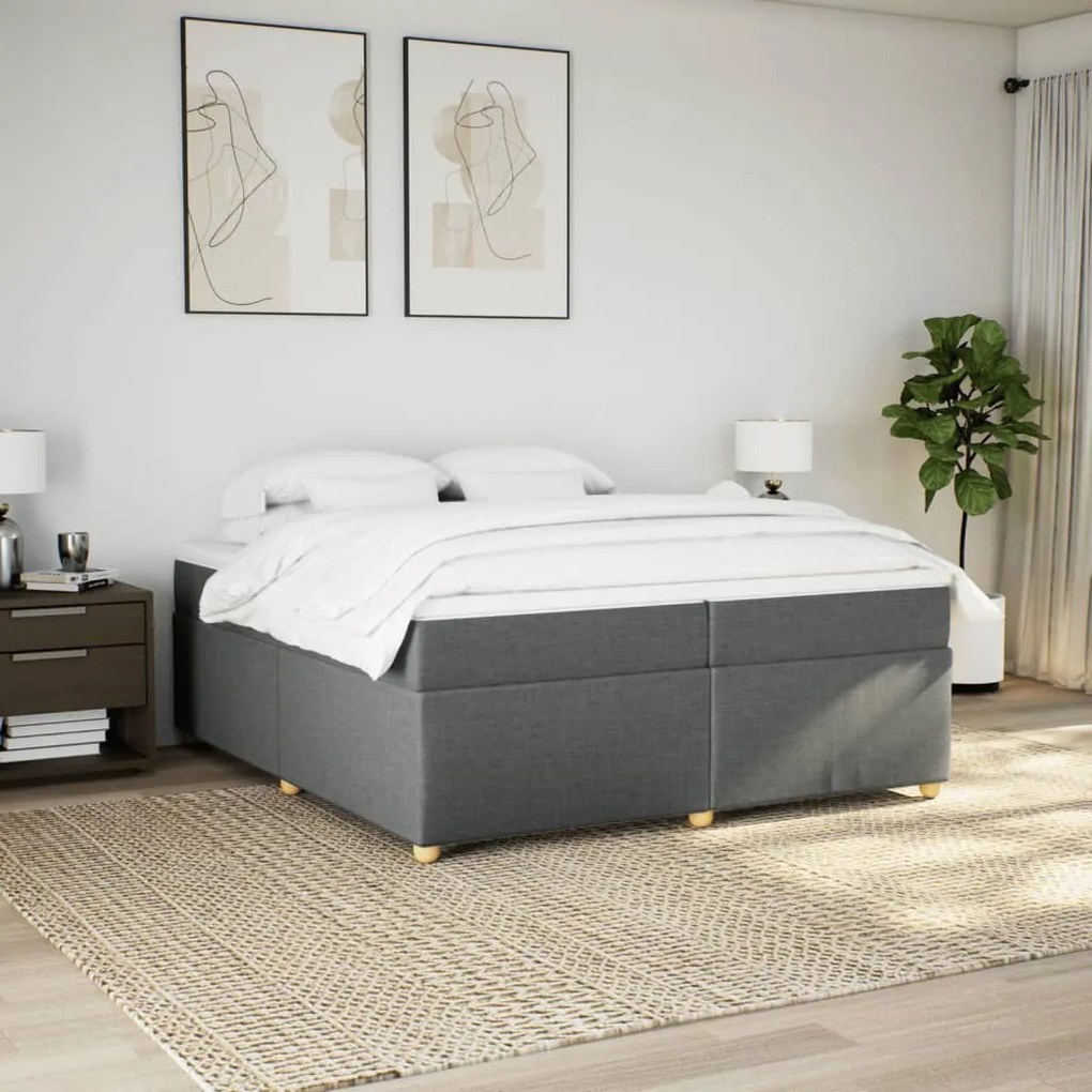 Box spring postel s matrací tmavě šedá 200x200 cm textil 3285402