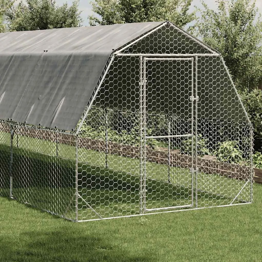Výběh pro slepice se střechou 2,5x6x2,25 m pozinkovaná ocel 3328522