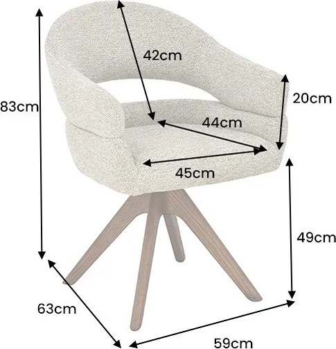 Designová otočná židle Yenibeth taupe / hnědá