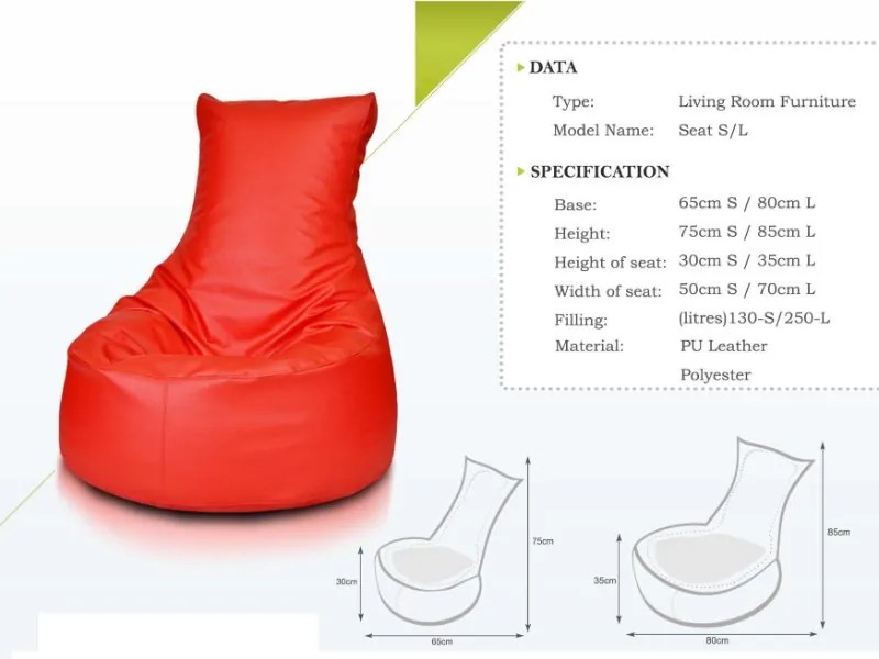 Sedací vak Seat L TiaHome - růžová, polyester-cs