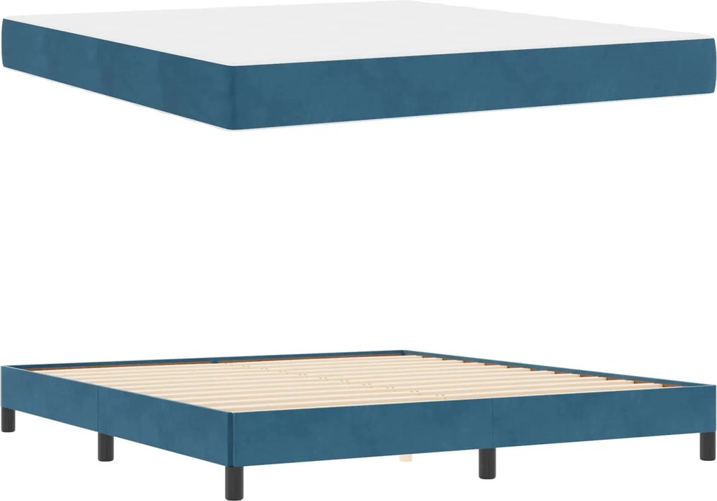 Postel s boxspringem s matrací Tmavě modrá 180 x 200 cm textil 3398711