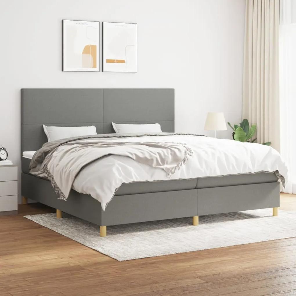 Box spring postel s matrací tmavě šedá 200x200 cm textil - Default Title