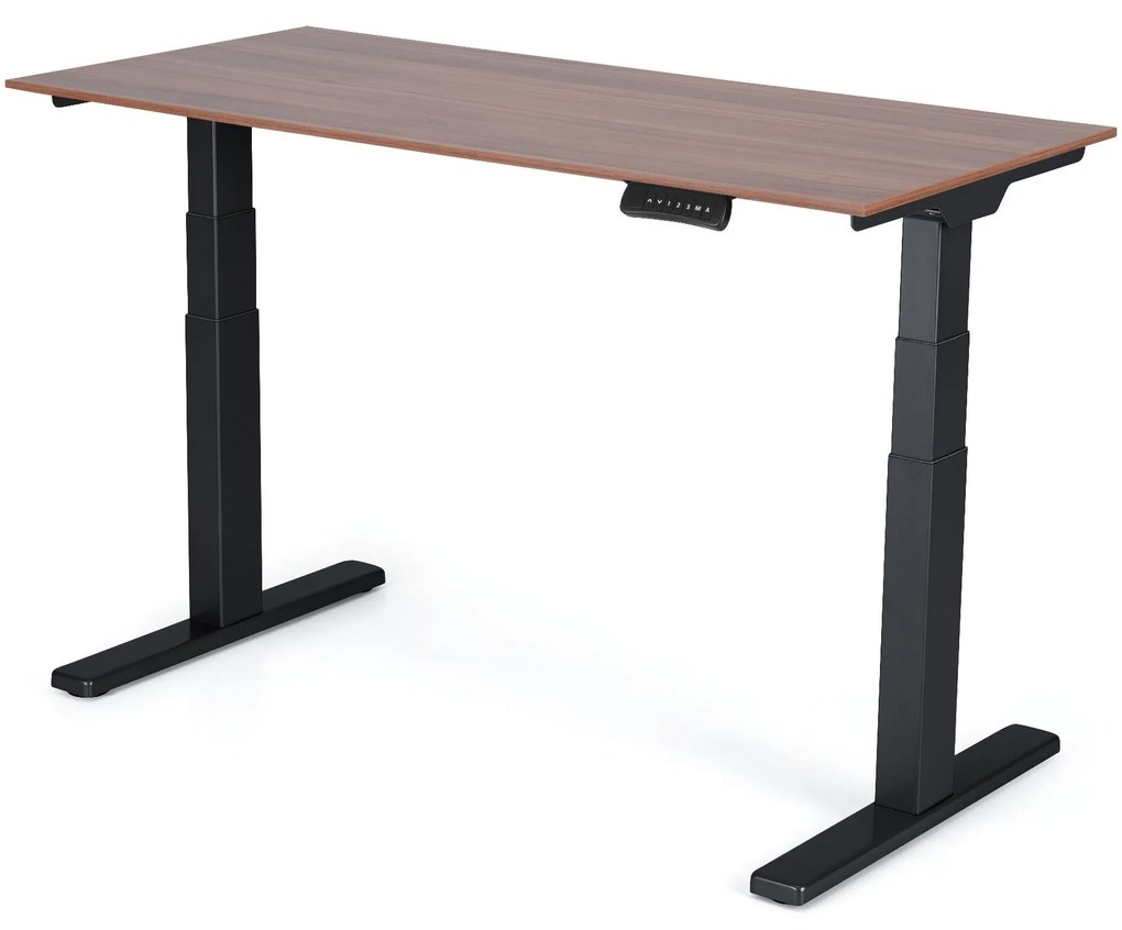 Výškově nastavitelný stůl Liftor 3segmentové nohy premium černé,   deska 1380 x 650 x 18 mm ořech