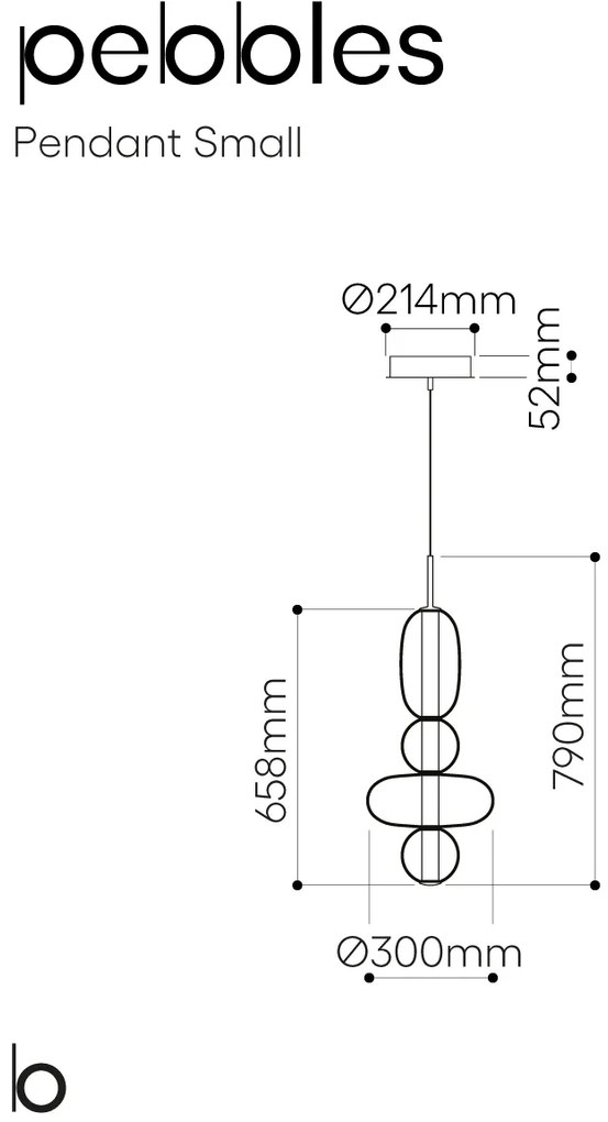Bomma Luxusní LED závěsné svítidlo Pebbles Small s baldachýnem Stmívání, řízení: Casambi, Konfigurace: Konfigurace 3