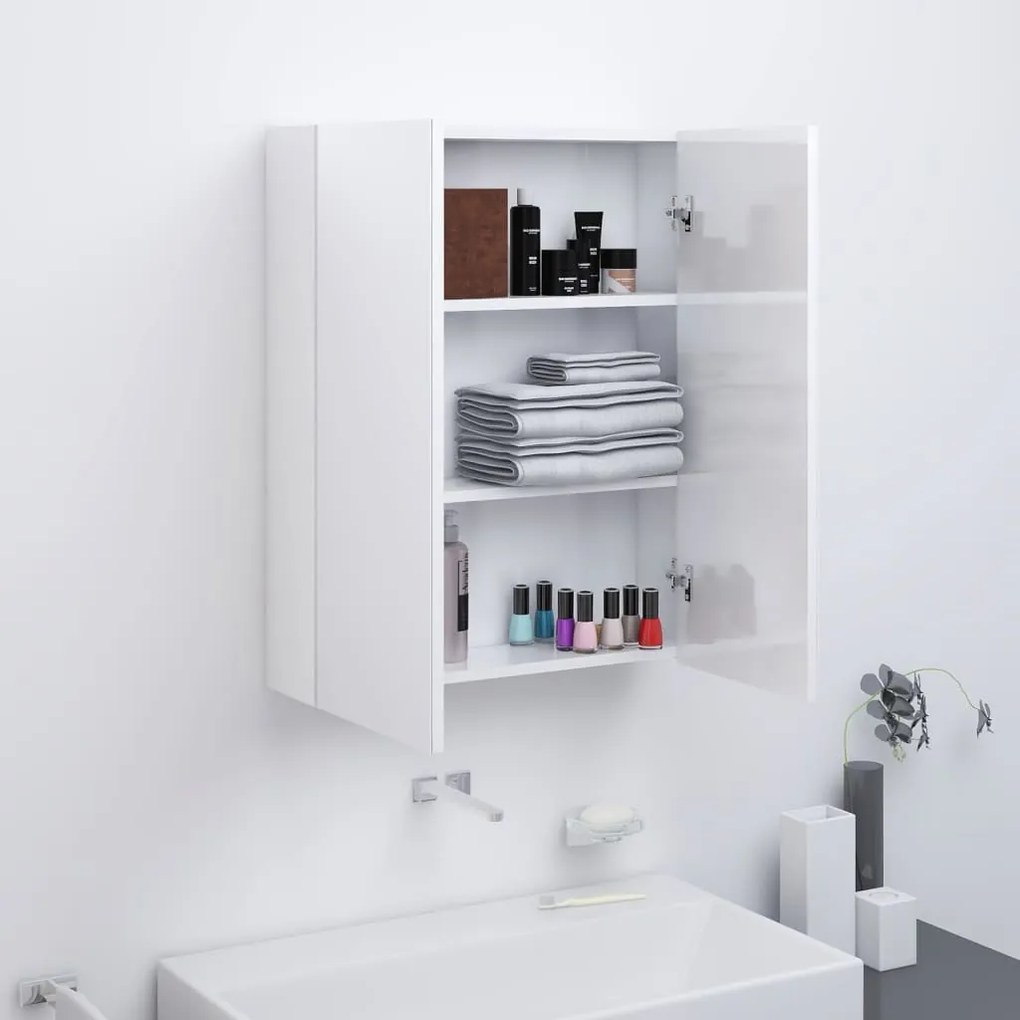 Koupelnová skříňka se zrcadlem 60 x 15 x 75 cm MDF zářivě bílá 331525