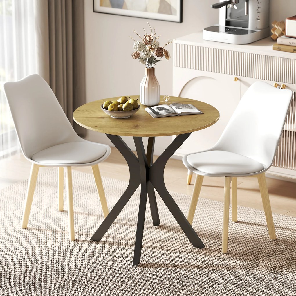 HOMCOM Jídelní stůl kuchyňský stůl kulatý stůl, moderní design, 78 cm x 75 cm, přírodní dřevo