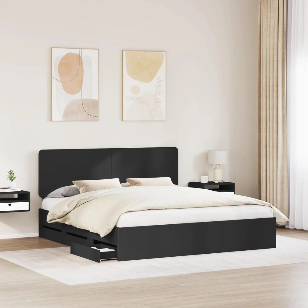 Rám postele se zásuvkou Černá 180 x 200 cm Inženýrské dřevo 3412568
