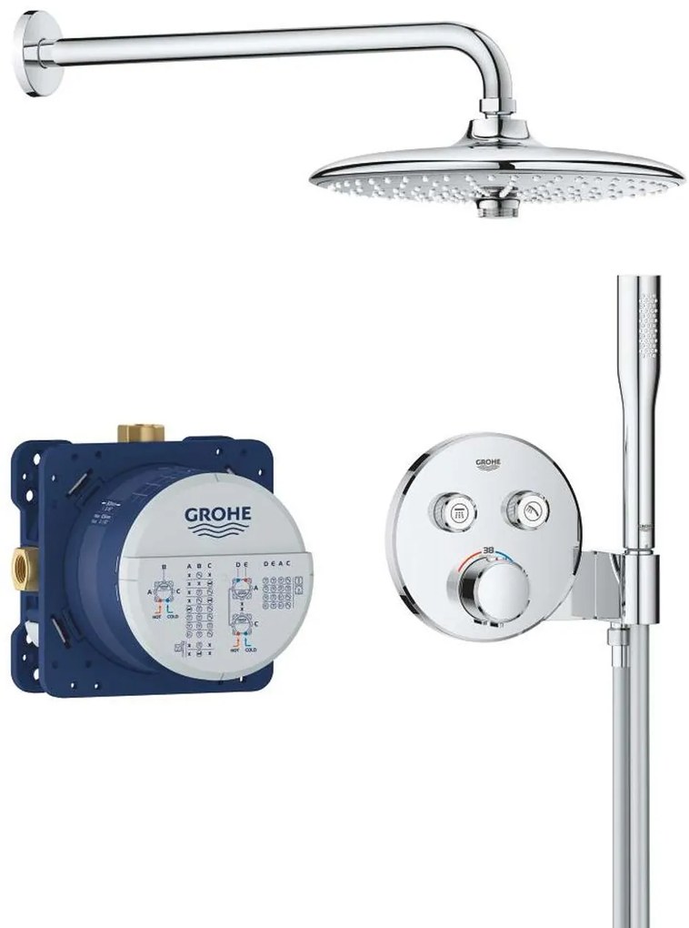 Grohe Precision SmartControl - Sprchový set s termostatem pod omítku, průměr 26 cm, 3 proudy, chrom 34878000