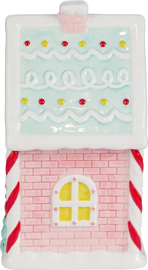 SWEET X-MAS Dóza na sušenky perníková chaloupka - růžová