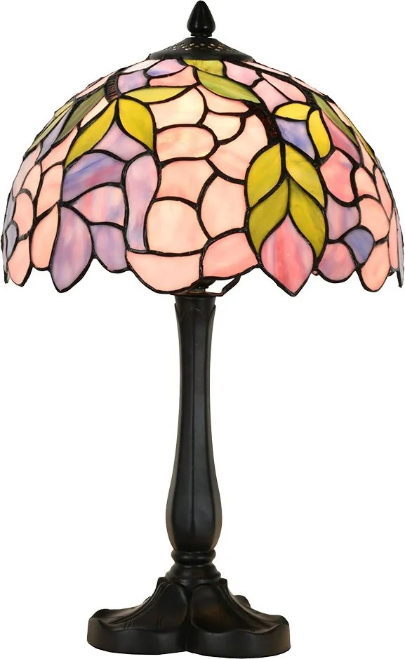Růžová stolní lampa Tiffany LIlla - Ø 30*50 cm E27/max 1*60W