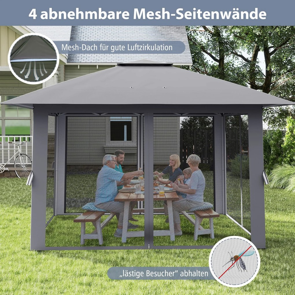 Costway Výsuvný skládací pavilon s 4 moskytiérou a zahradní pavilon s dvojitou