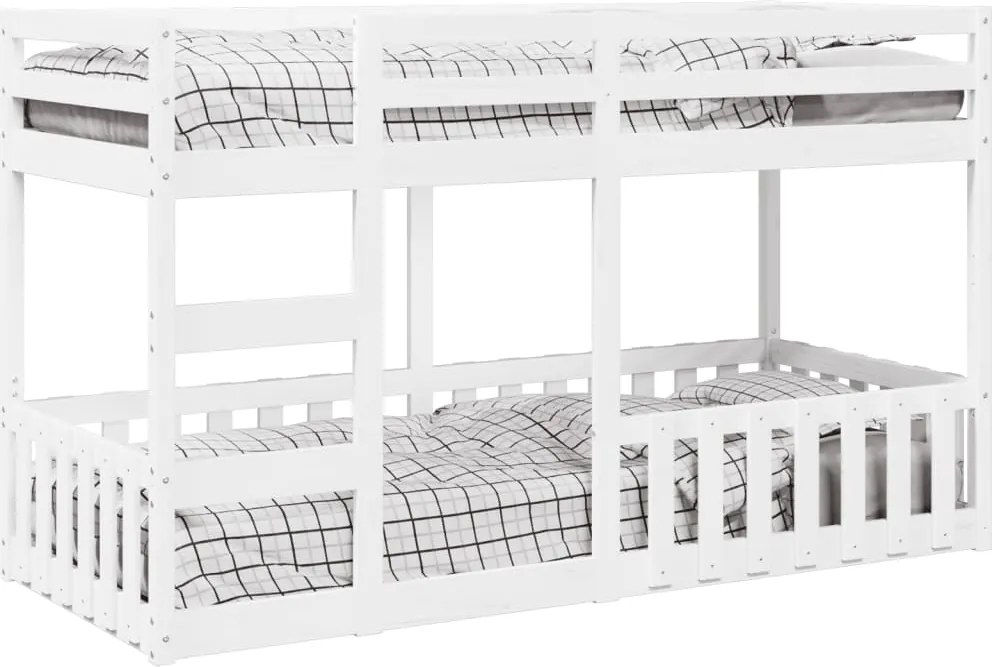 Patrová postel bílá 80 x 200 cm masivní borové dřevo 3308587