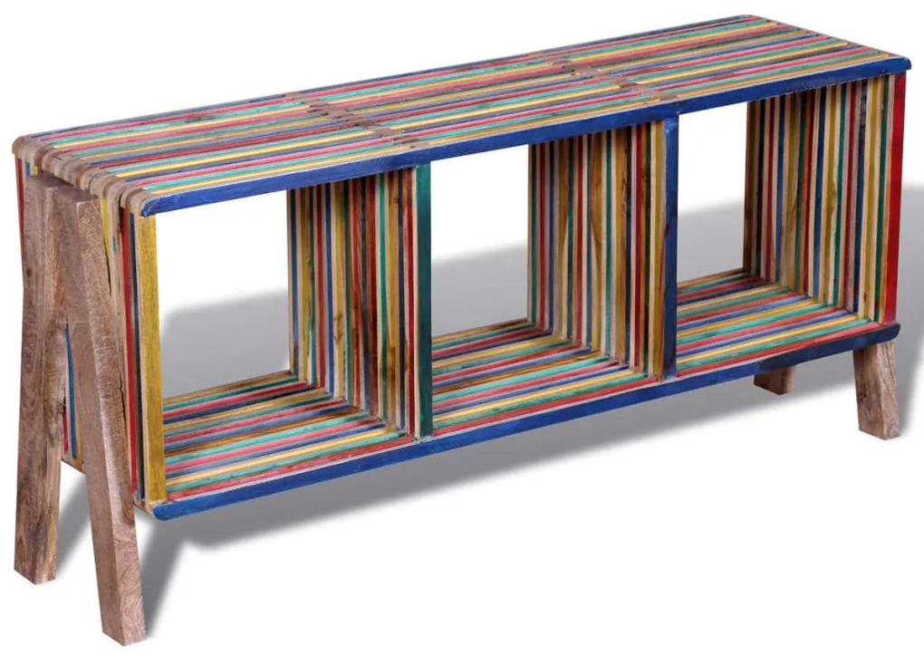 241719 vidaXL TV stolek se 3 policemi, stohovatelný, barevný recyklovaný teak