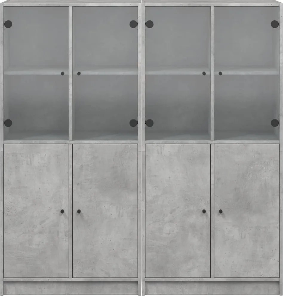 Knihovna s dvířky betonově šedá 136x37x142 cm kompozitní dřevo 3206527