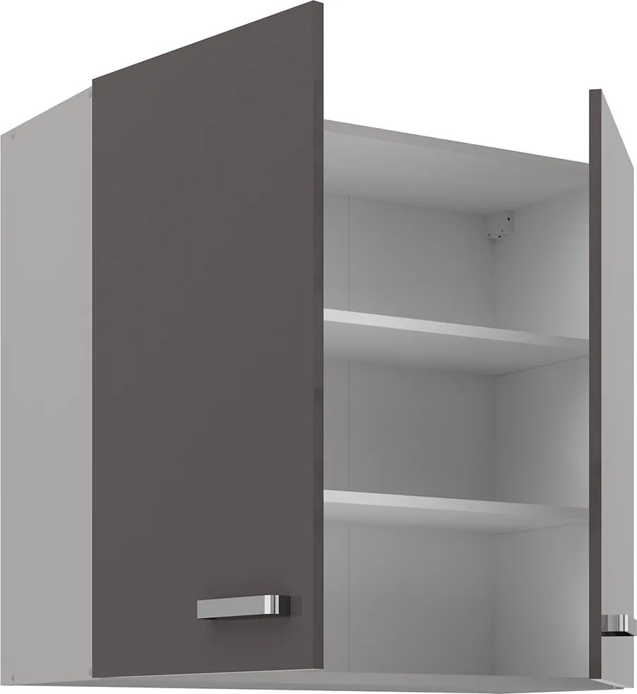 GREY gr | horní skříňka 80 G-72 2F policová | 80 cm | světle šedá/tmavě šedá lesk