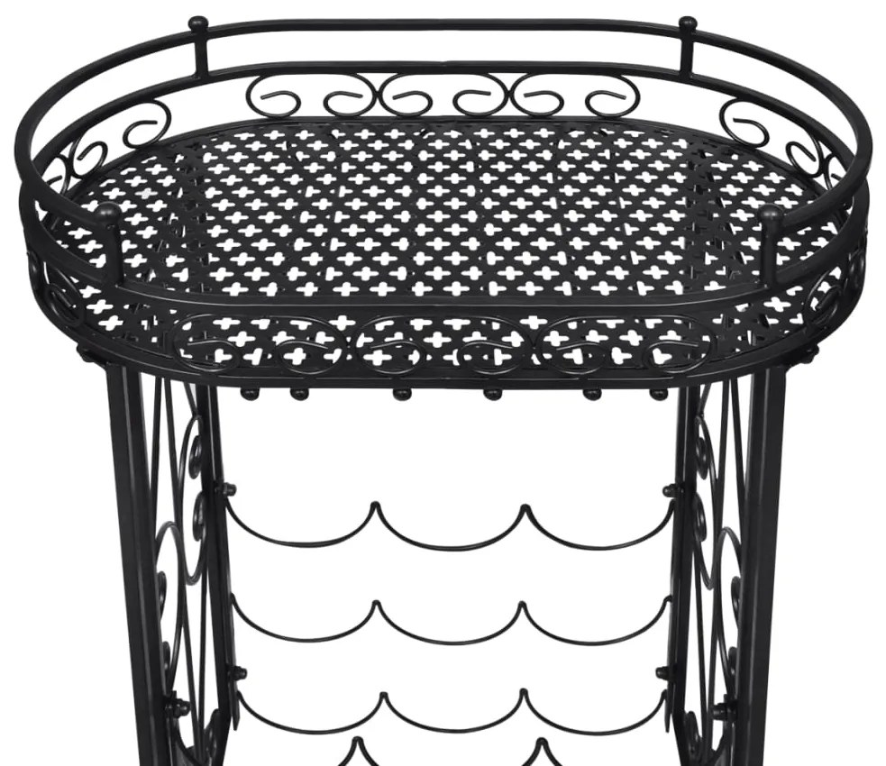 vidaXL Marketos Stojan na víno se stojanem na sklenice na 9 lahví kov