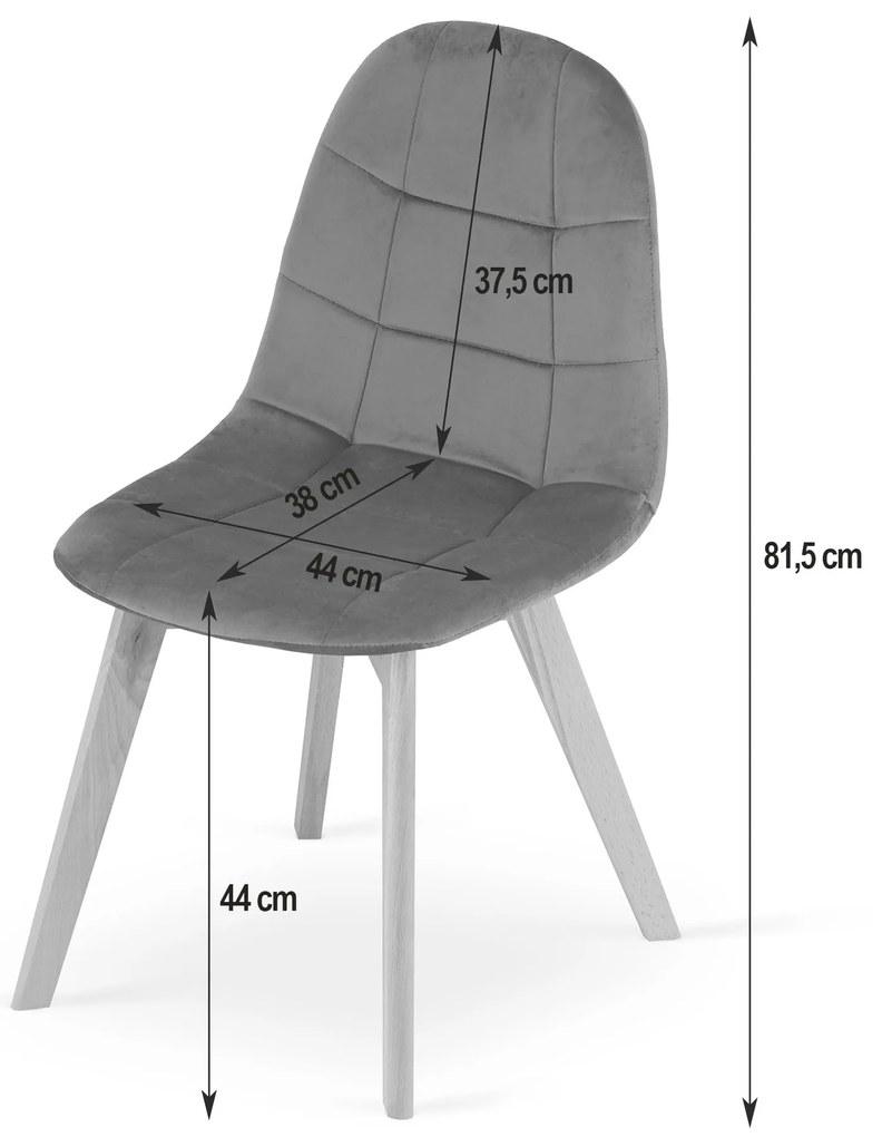 Jídelní set 1 + 4, bílý stůl ADRIA 120x80 cm + tmavě šedá sametová židle BORA