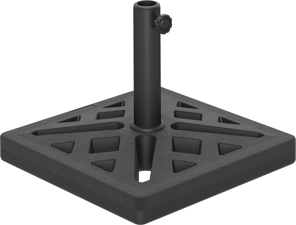 Outsunny Čtvercový Stojan na Slunečník 15 kg, Betonový Stojan na Slunečník, Stojan pro Tyče Ø 32, 38, 48 mm, Perforovaný Design, Stojan na Terasu pro