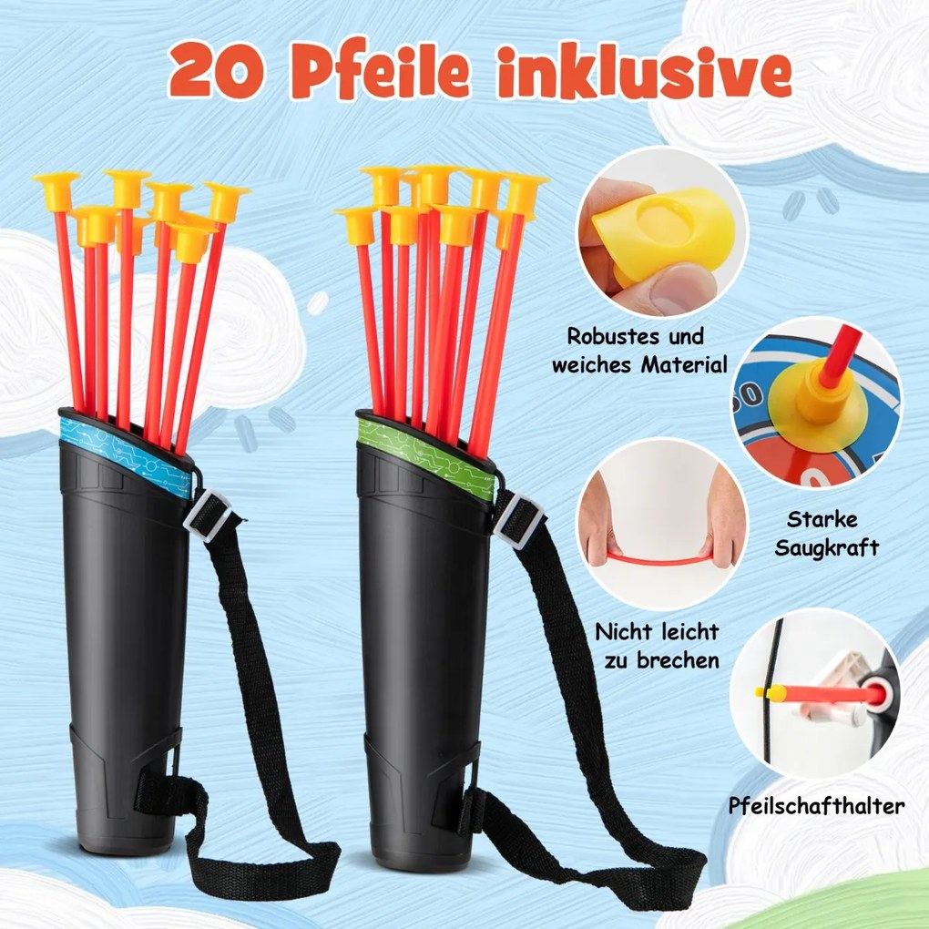 Costway Sada dětských luků a šípů 2 Pack Sada hraček pro lukostřelbu s LED