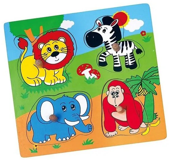 Dřevěné puzzle s úchyty pro nejmenší Viga ZOO