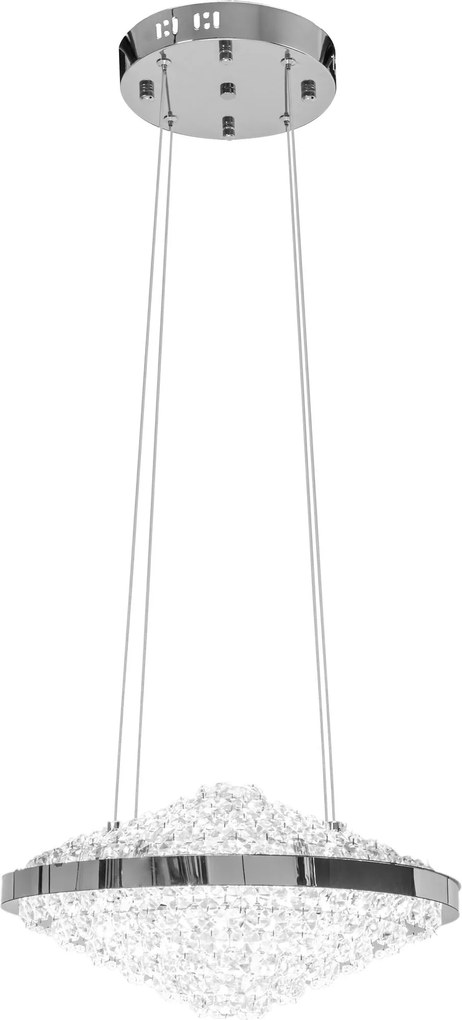 Toolight - Křišťálová závěsná lampa APP774-1CP + dálkové ovládání, chromová, OSW-05025
