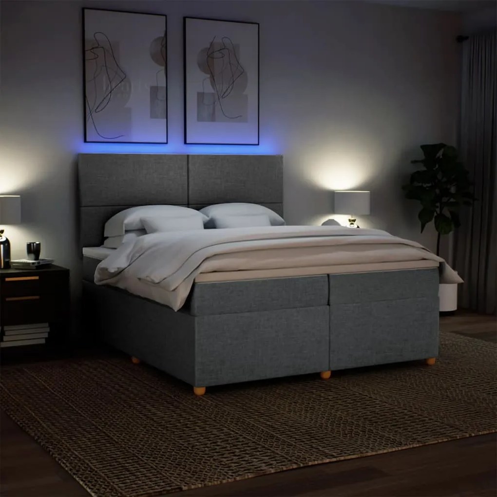 Box spring postel s matrací světle šedá 200 x 200 cm textil 3293680