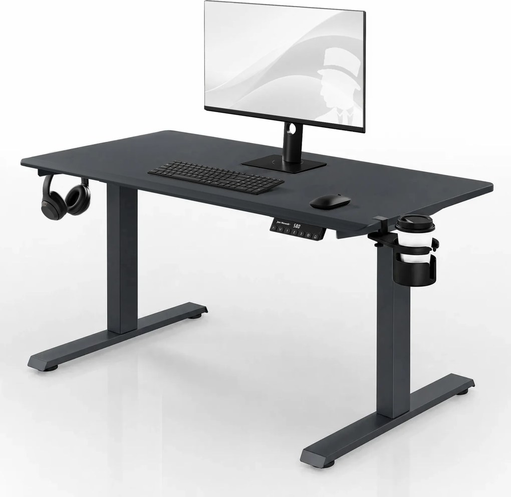 Elektrický stůl s nastavením výšky ergonomický antracitový,1200x600 mm: ARIA