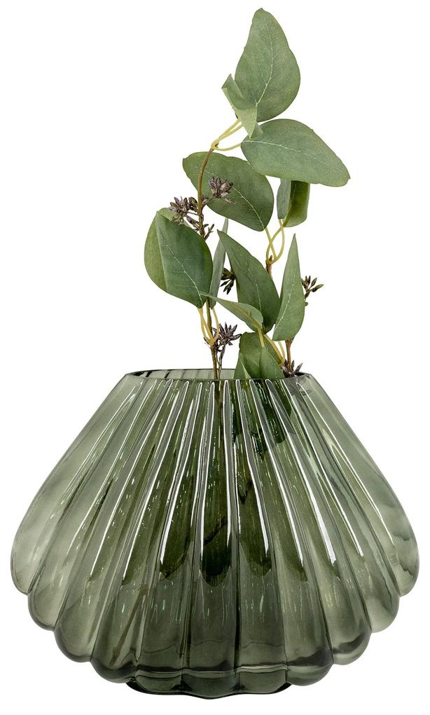 Skleněná váza, zelené foukané sklo