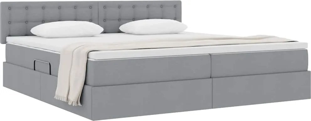 Postel s úložným prostorem a matrací Světle šedá 200 x 200 cm 3370656