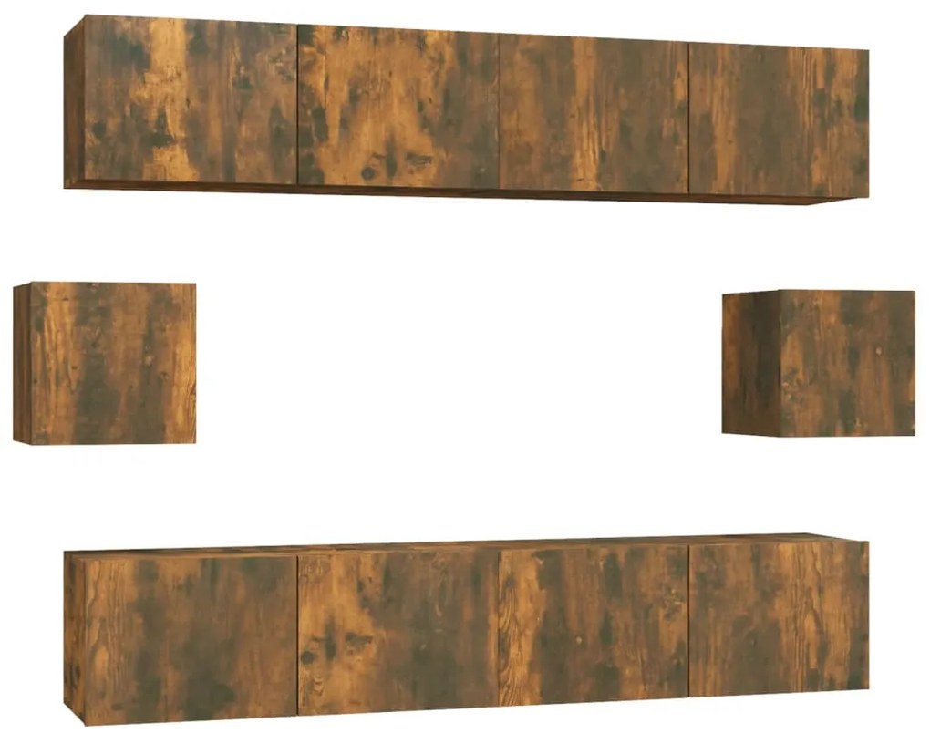 6dílný set TV skříněk kouřový dub kompozitní dřevo - Default Title