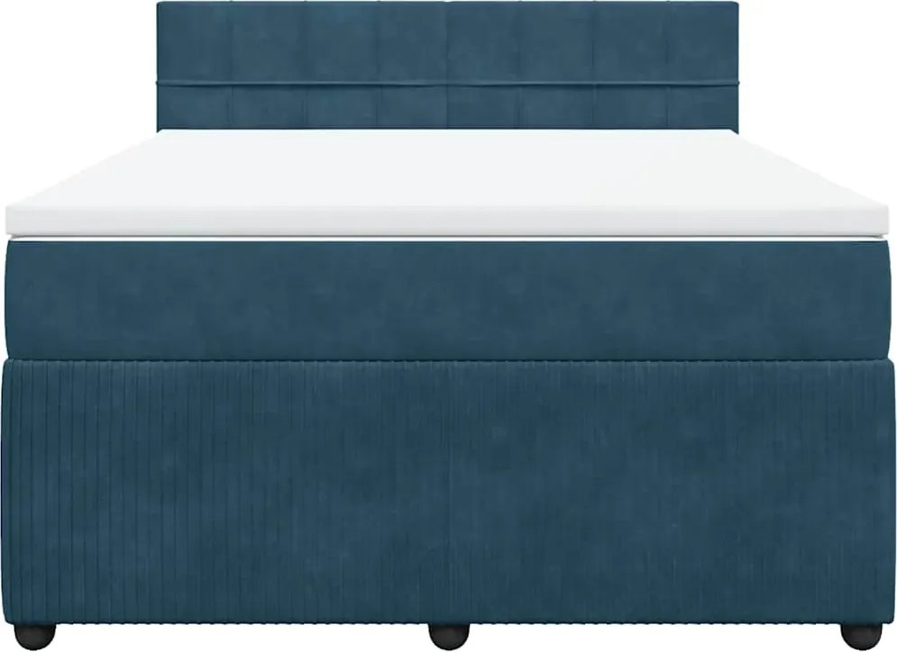 Box spring postel s matrací modrá 140 x 200 cm samet 3290062