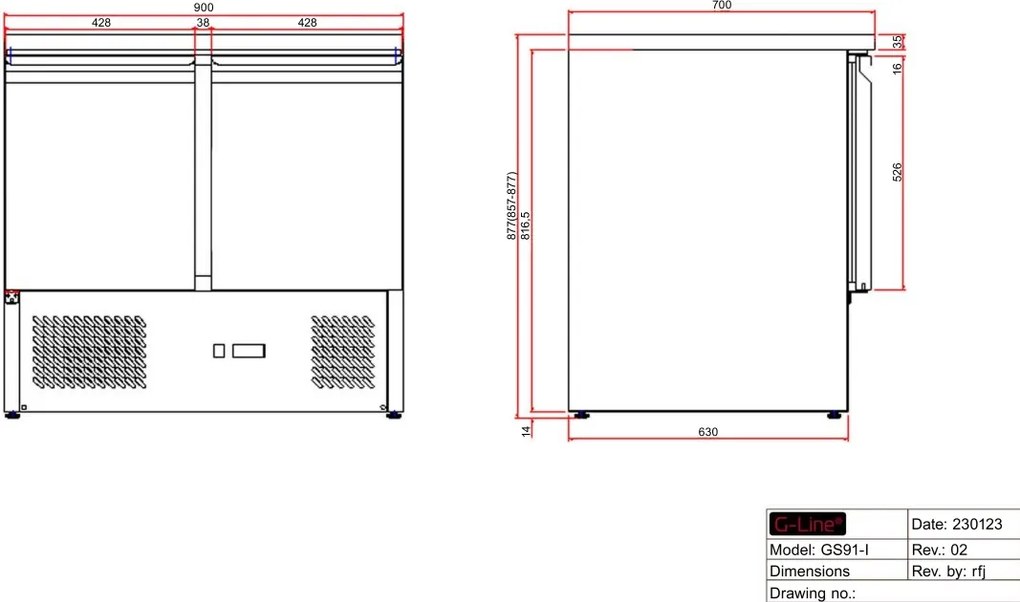 Tefcold GS91 – Saladeta chladicí stůl nerez, 2 dveřový, šířka 90 cm – záruka 2 roky, servis ČR