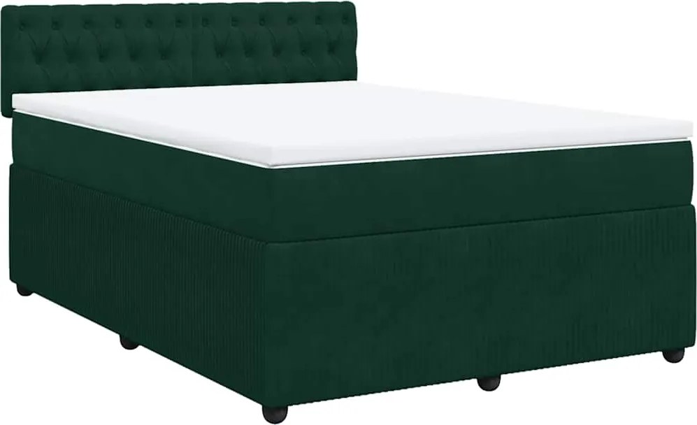 Box spring postel s matrací tmavě zelená 160x200 cm samet 3290091