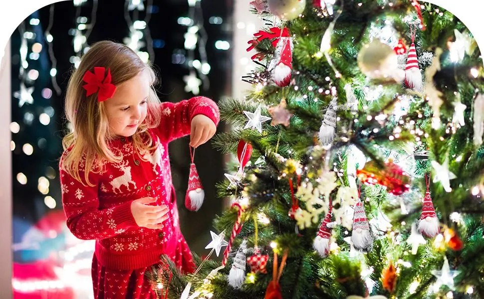 Vánoční závěsná ozdoba na stromeček - SKŘÍTEK - 16 cm - šedý s červenou hvězdou