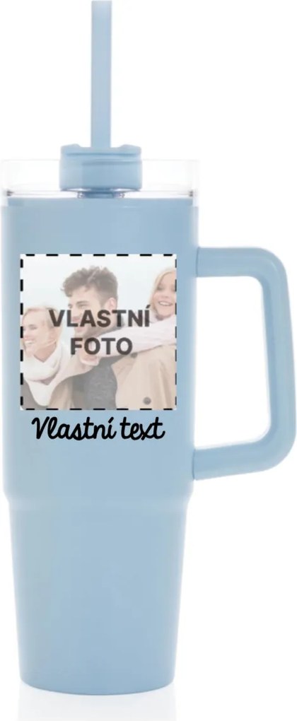 Personalizovaná cestovní termoska s průhledným víčkem s fotografií