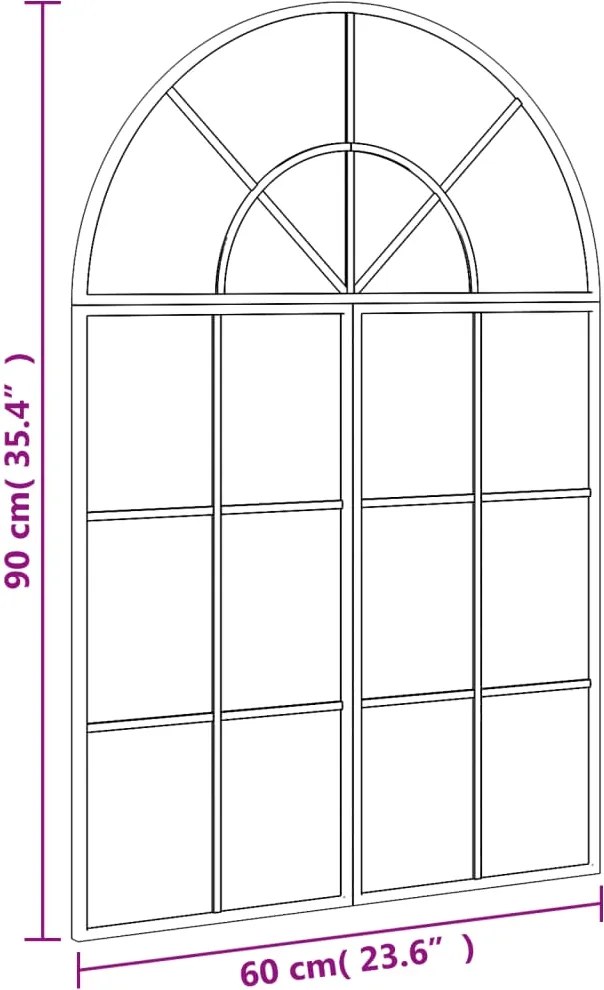 Nástěnné zrcadlo černé 60 x 90 cm oblouk železo 3200605