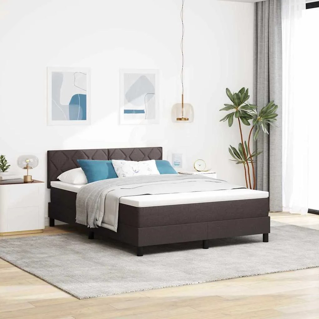 Postel s boxspringem s čelo Tmavě hnědá 160 x 200 cm textil 3338779