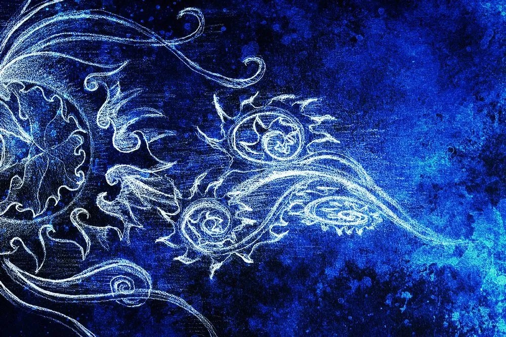 Samolepící tapeta neobyčejná modrá kresba - 225x150 cm