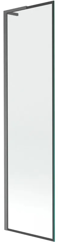 Mexen Next L, 1-křídlová vanová zástěna 50 x 150 cm, 6mm čiré sklo-černý vzor, grafitový profil, 895-050-000-03-70-66